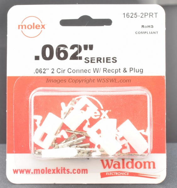Molex Waldom 1625-2PRT 2 Circuit .062 Connectors Male Female Contacts ...
