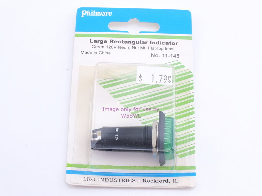 Philmore 11-145 Large Rect. Indicator Green 120V Neon Nut Mt. Flat-Top ...