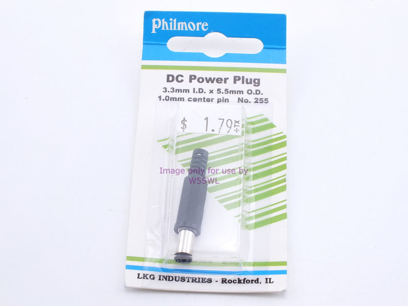 Philmore 255 DC Power Plug 3.3mm I.D. x 5.5mm O.D. 1.0mm Center Pin ...