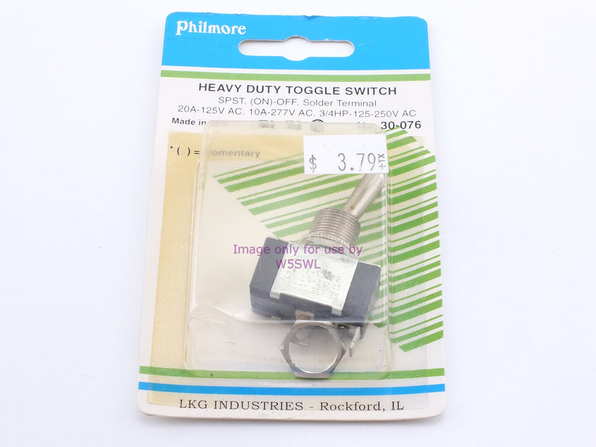 Philmore 30-076 HD Toggle Switch SPST (On)-Off Solder 20A 125VAC (bin14 ...