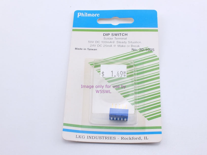Philmore 30-1005 Dip Switch Solder 50VDC 100mA @ Steady Situation 24VDC ...