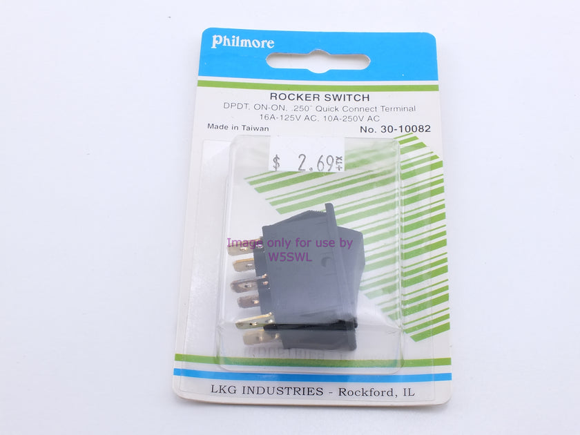 Philmore 30-10082 Rocker Switch DPDT On-On .250" Quick Connect 16A ...