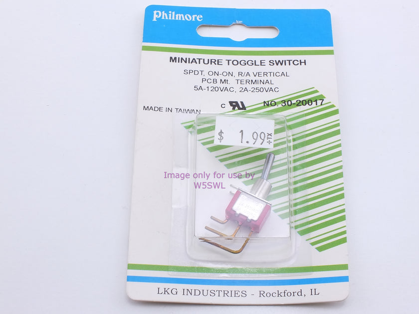 Philmore 30-20017 Mini Toggle Switch SPDT On-On R/A Vertical PCB Mt. 5A ...
