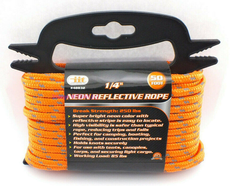 1/4" x 50ft Reflective Rope Hi-Visibility Orange Dipole Antenna Suppor ...