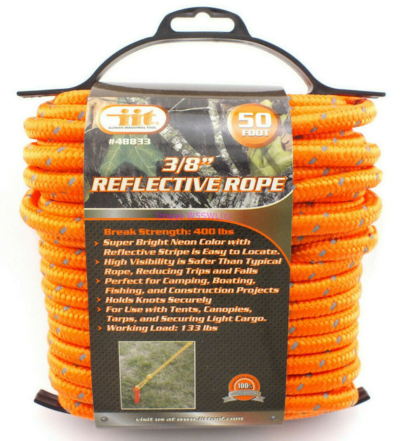 3/8" x 50ft Reflective Rope Hi-Visibility Orange Dipole Antenna Suppor ...