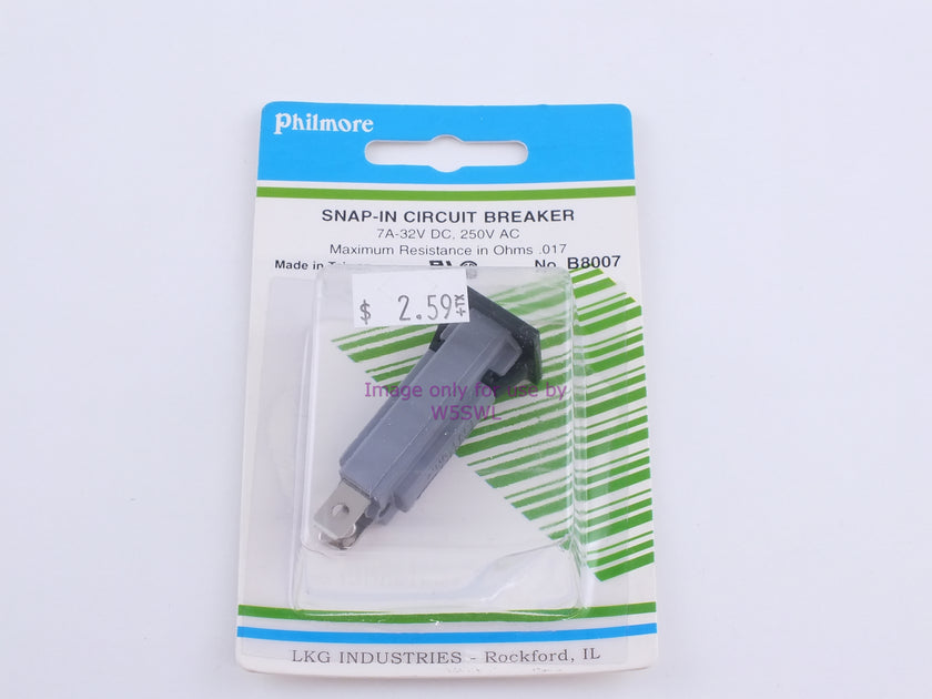 Philmore B8007 Snap-In Circuit Breaker 7A-32VDC, 250VAC (bin88) | Dave ...