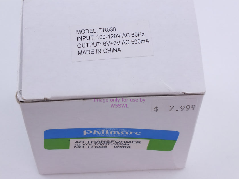 Philmore TR038 AC Transformer 12 Volts/CT 500MA (Bin51) | Dave's Hobby ...
